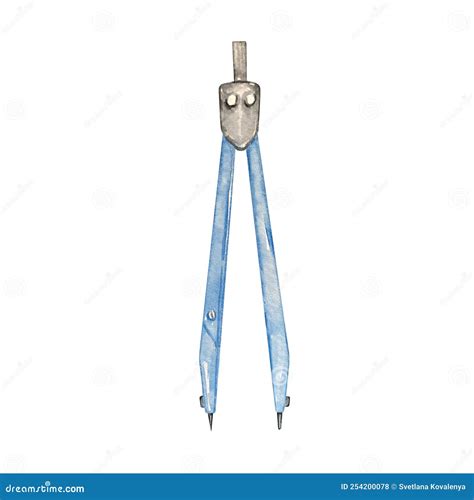 Watercolor Illustration Drawing Compasses Stock Vector Illustration