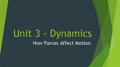 Unit 3 Dynamics How Forces Affect Motion Unit