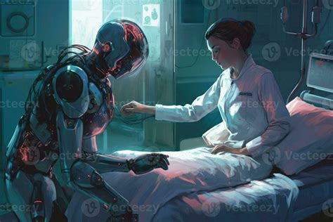 A Robot Nurse Tending To A Patient In A Hospital Setting Generative
