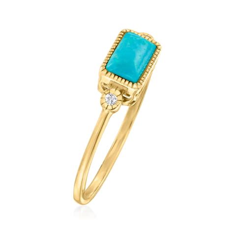 Oval Turquoise Earrings In Kt Yellow Gold Ross Simons