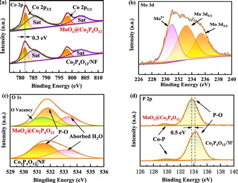 Xps Spectrum Of Mooxco2p4o12 And Co2p4o12nf A Co 2p Spectrum B