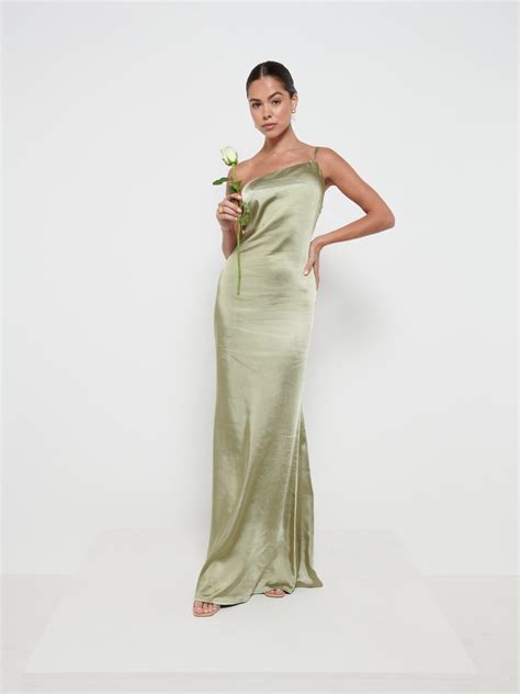 Amelia Maxi Bridesmaid Dress Matte Olive Pretty Lavish