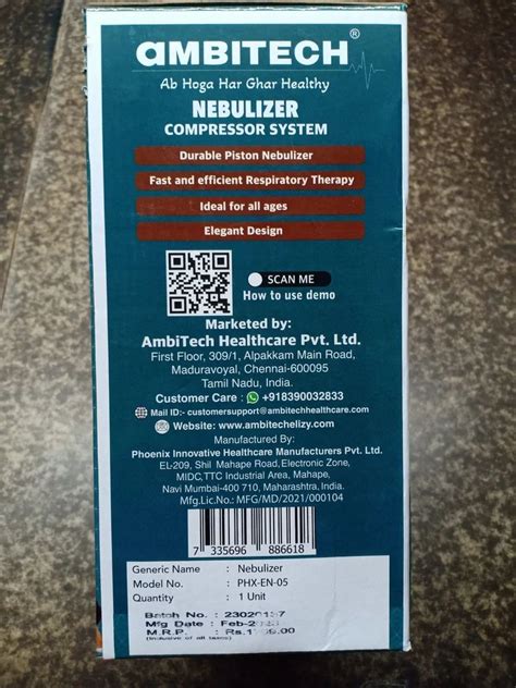 Table Top Ambitech Nebulizer Compressor System For Hospital Size Small At Rs 1100 In Navi Mumbai