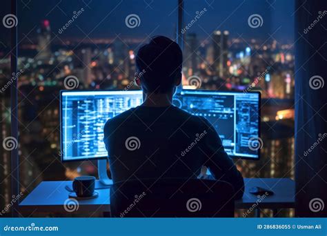 Rear View Of A Software Developer Ai Stock Illustration Illustration