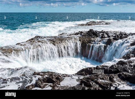 Spectacular Natural Phenomenon Of Bufadero De La Garita Where The Water Goes Up And Down In The