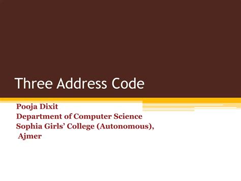 Three Address Code Ppt