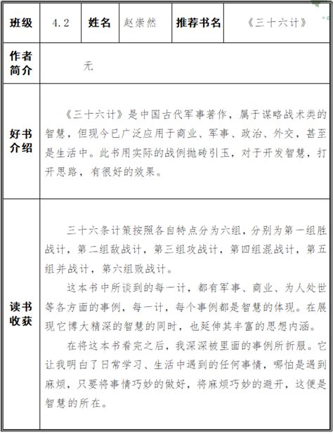 校园学术节悦慧读E读吧读 三十六计 有感 四年级二班赵崇然