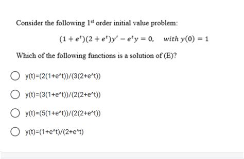 Solved Consider The Following St Order Initial Value Chegg