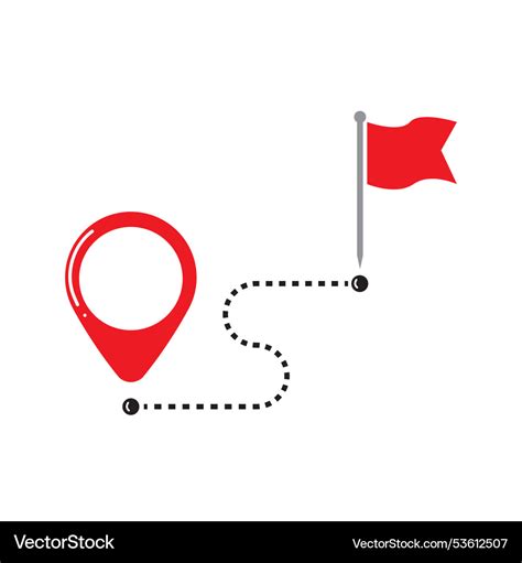 Journey Path Line Icon Route Road Flag Point Vector Image