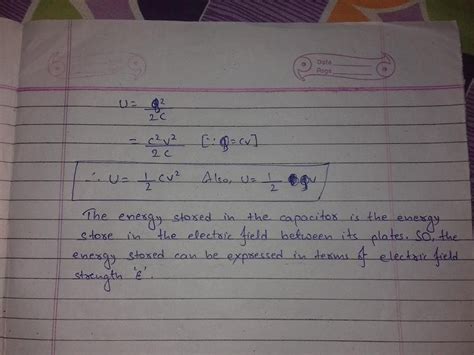 Derive An Expression For The Energy Stored In A Capacitor Show That Whenever Two Conductor