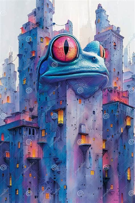 A Frog With Red Eyes Is Sitting On Top Of A Building Ai Stock Image
