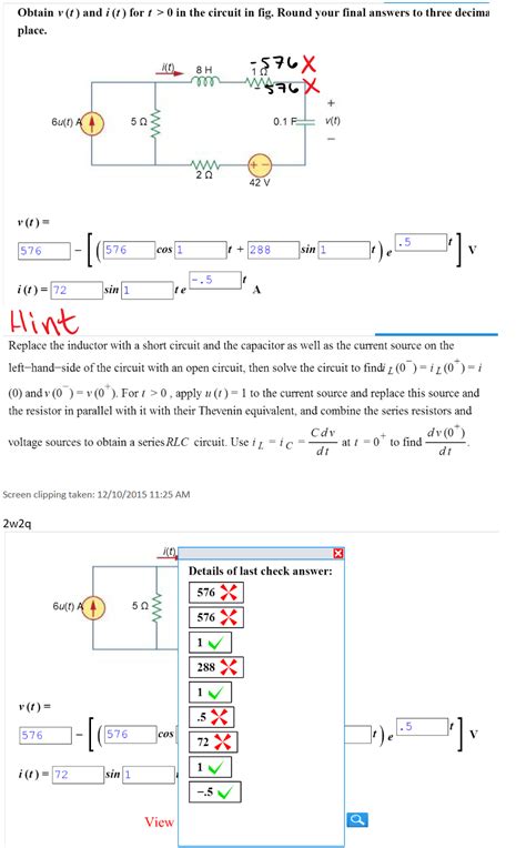 solved obtain v t and i t for t 0 in he circuit in fig