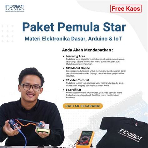Jual Paket Pemula Star Free Kaos Materi Elektronika Dasar Arduino