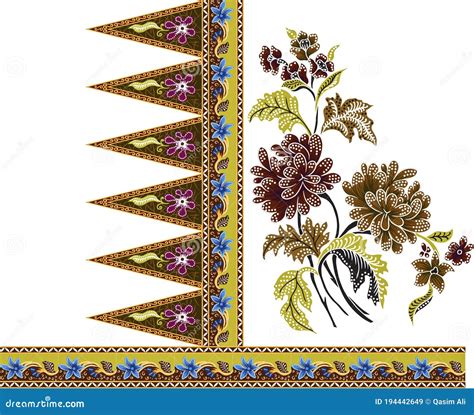 Digital Textile Design Flowers And Leaves Pattern For Digital Fabric