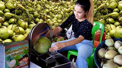Amazing Full Process Of Making Coconut Jelly Coconut Cutting Thai