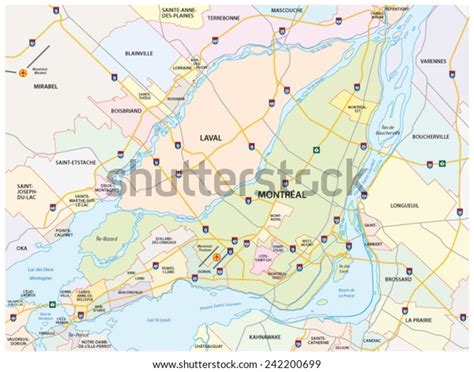 Greater Montreal Road Administrative Map стоковая векторная графика