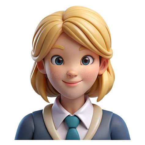 A 3d Illustration Of A Young Girl With Blonde Hair Blue Eyes And A