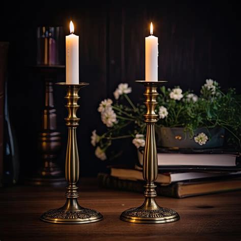 Premium Ai Image Antique Brass Candlestick Holder