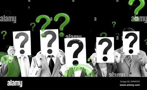 Animation Of Question Marks Over People With Question Marks Instead