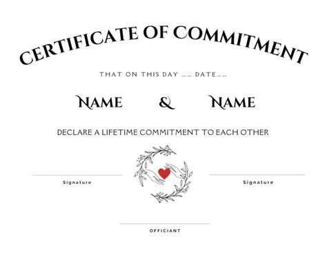 Wedding Commitment Ceremony Certificate Etsy