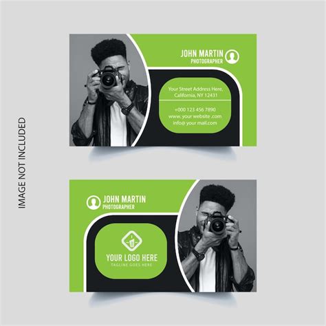 Premium Vector Green Photographer Business Card Template