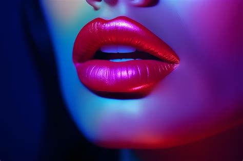 Premium Ai Image A Closeup Of Woman Lips With Neon Lipstick