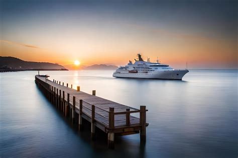 Premium AI Image A Large Cruise Ship Is Docked In The Water