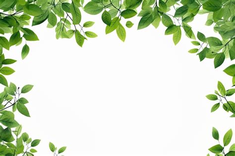 Premium Photo Natures Border Green Leaves Frame On White Background