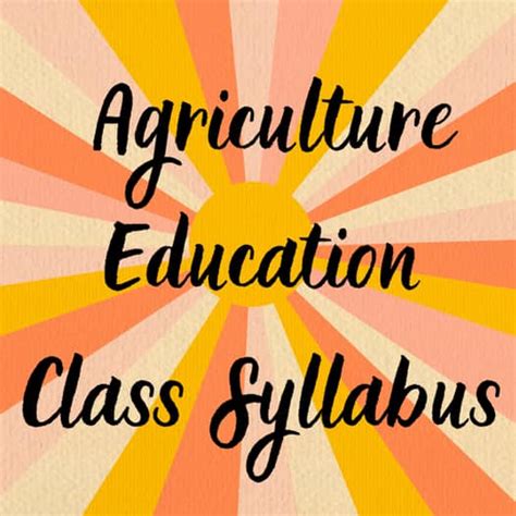 Ag Class Syllabus By Classroom Cultivations Tpt