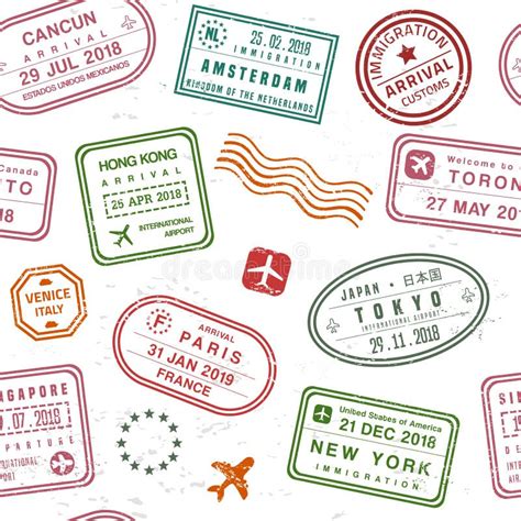 Passport Stamp Set Stock Vector Illustration Of Beijing 34962871