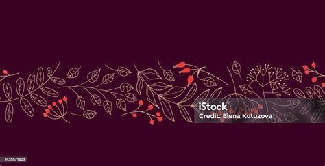 빨간 열매와 나뭇 가지가있는 자연의 이음새없는 경계 꽃 가을 또는 겨울 벡터 벽지 포장 스크랩북 제조를위한 디자인 메리 크리스마스 새해 복 많이 받으세요 반복 배경 갈란드