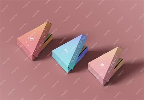 Premium Psd Triangle Cake Slice With Gradient Paper Packaging