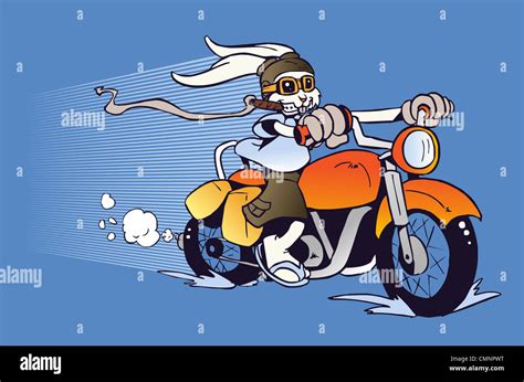 Un conejo montado sobre una motocicleta antecedentes en la ilustración