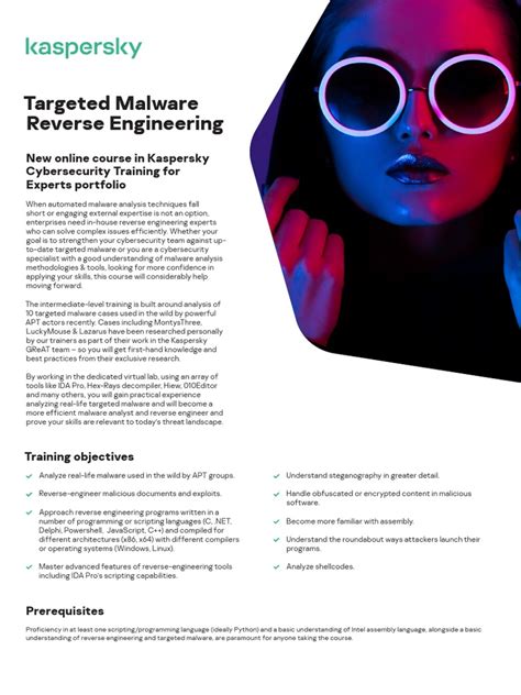 Kaspersky Cybersecurity Training Leaflet Online Targeted Malware Reverse Engineering 0421 En