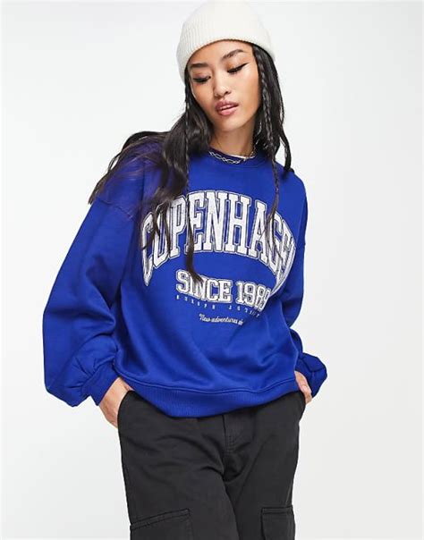 Bershka Copenhagen Koboltblå Sweatshirt Asos