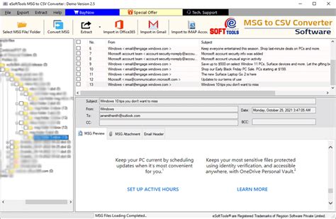 efficiently convert msg file to csv with emails and attachments