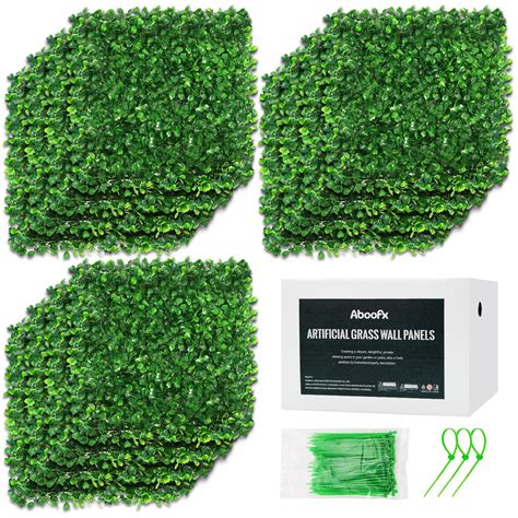 Aboofx Artificial Grass Wall Panels 12 Pack 10 X 10 Inch Boxwood Hedge