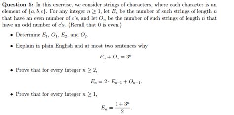 Solved Question 5 In This Exercise We Consider Strings Of