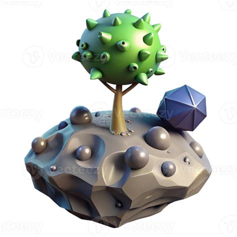 Elegant Traditional A Lone Tree Growing On A Desolate Asteroid Dim Lighting Lonely Surreal