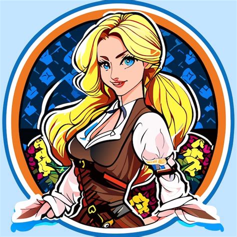 H Bsche Frau Prinzessin Tattoo Handgezeichnete Cartoon Aufkleber Symbol Konzept Isolierte