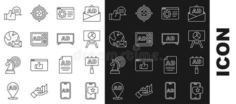 Set Line Mobile with Review Rating, Advertising, Board Graph Chart, Browser Setting, Earth Globe ...