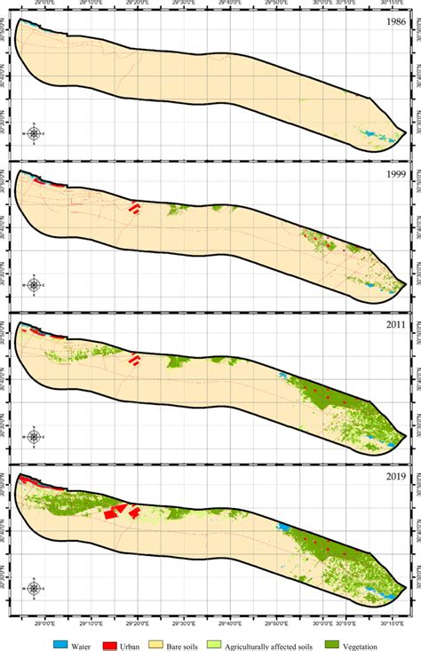 Classification Of The Study Area Showing Lulc Classes For The Four Time
