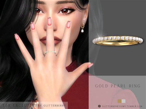Glitterberrysims Custom Content — Gold Pearl Earring And Ring Gold