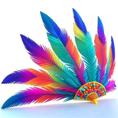 Vector 3d Colorful Feathers For Carnival Stock Illustration