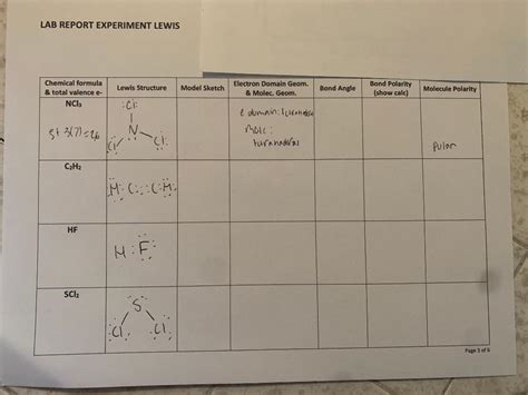 Solved Lab Report Experiment Lewis Lewis Structure Model