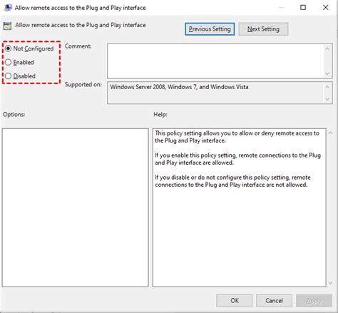 Allow Remote Access To The Plug And Play Interface Enable Or Disable