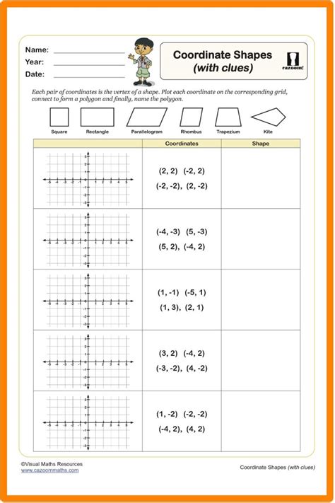 Coordinate Shapes With Clues Coordinate Plane Graphing Easy Math Activities Ks1 Maths