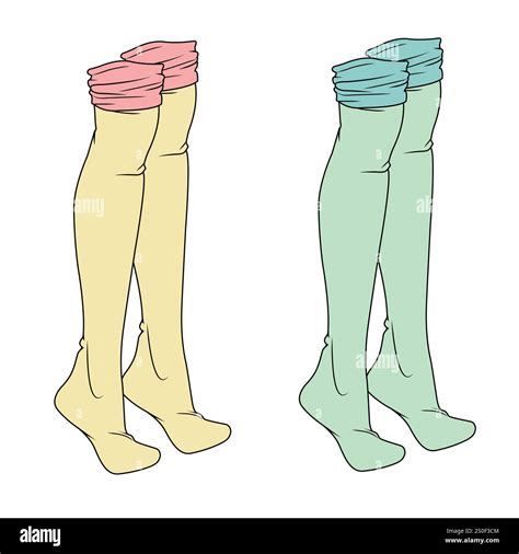 Womens Over The Knee Socks Flat Sketch Vector Mockup Template
