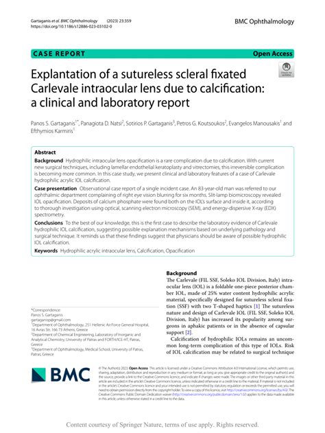 Pdf Explantation Of A Sutureless Scleral Fixated Carlevale