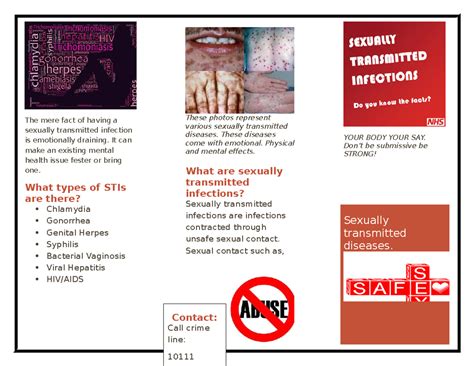Std Brochure Preventing Harmful Consequences The Mere Fact Of Having A Sexually Transmitted